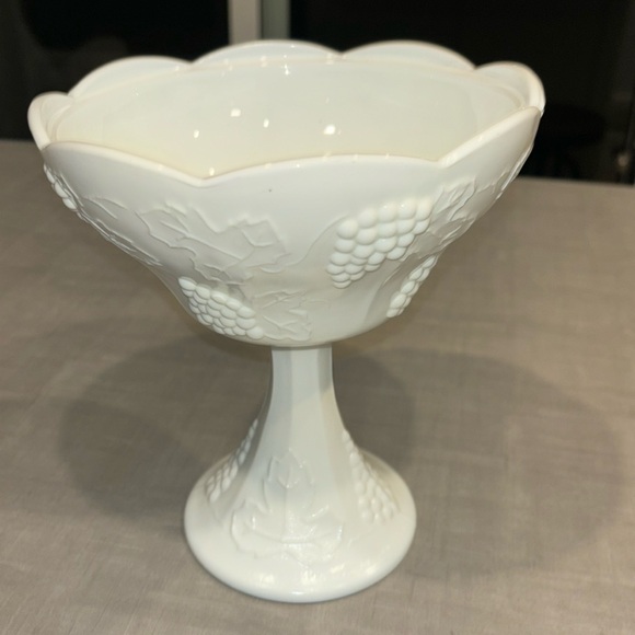 Accents | Vintage Milk Glass Harvest Grape Pattern 7 12 Footed ...